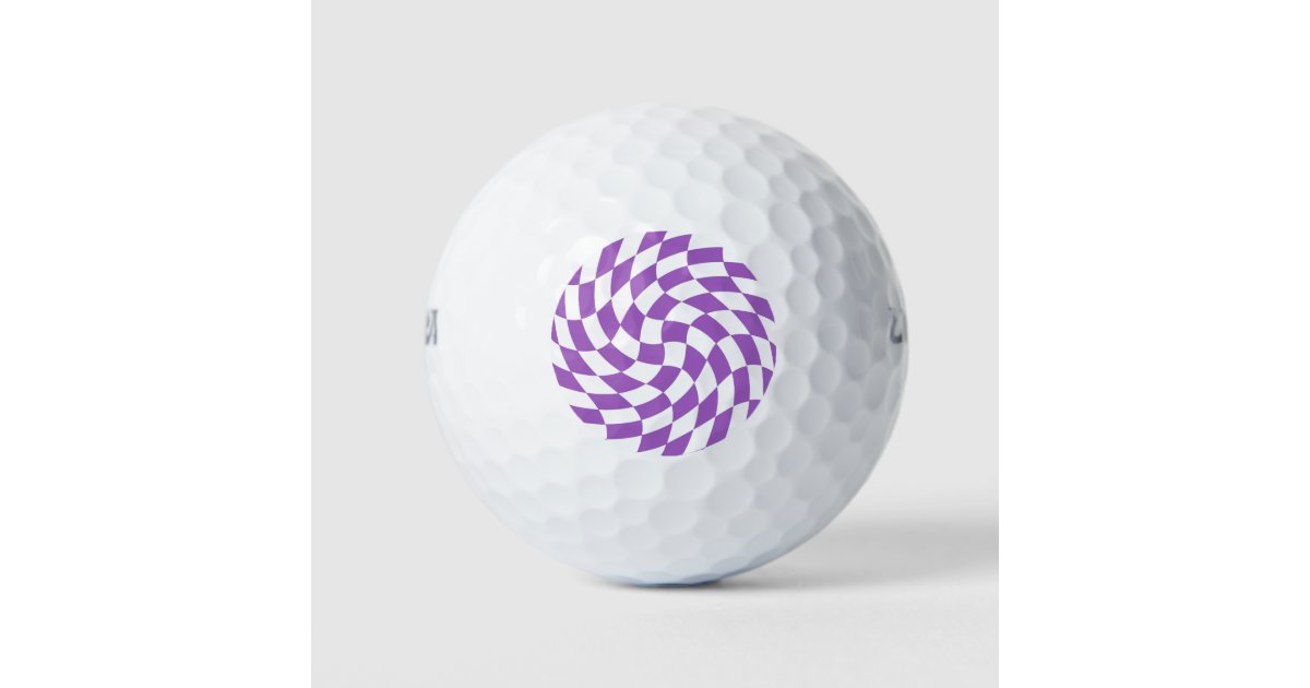 Purple & White Warped Checkered Checkerboard Golf Balls | Zazzle