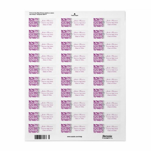 Purple white zebra ribbon, heart Graduation label | Zazzle
