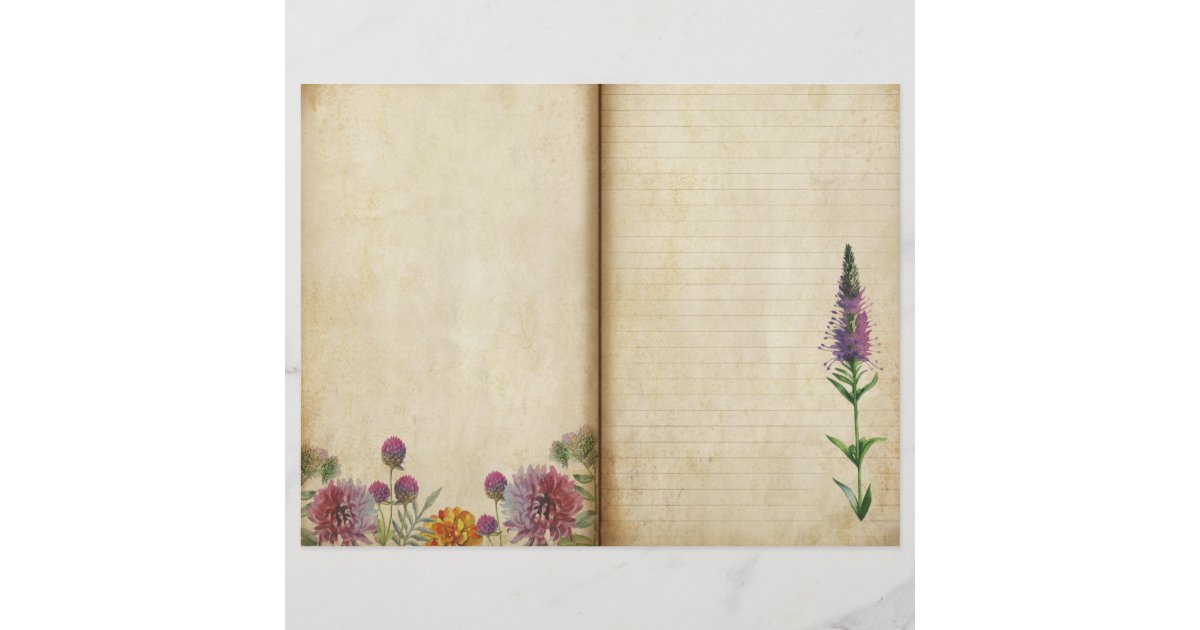 Purple Wild Flowers Journal Page | Zazzle