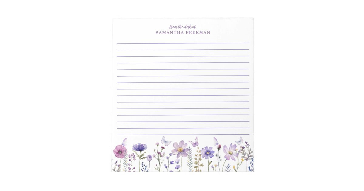 Purple Wildflower Personalized Notepad | Zazzle