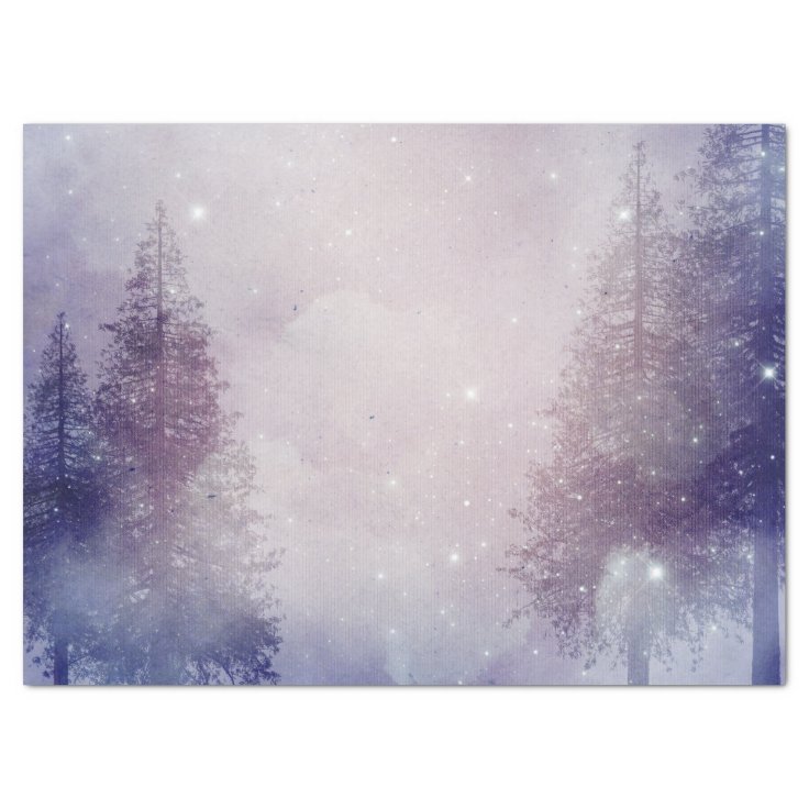 Purple Winter Pine Tree Forest Decoupage Tissue Paper | Zazzle
