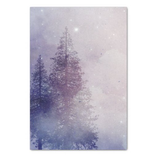 Purple Winter Pine Tree Forest Decoupage Tissue Paper | Zazzle