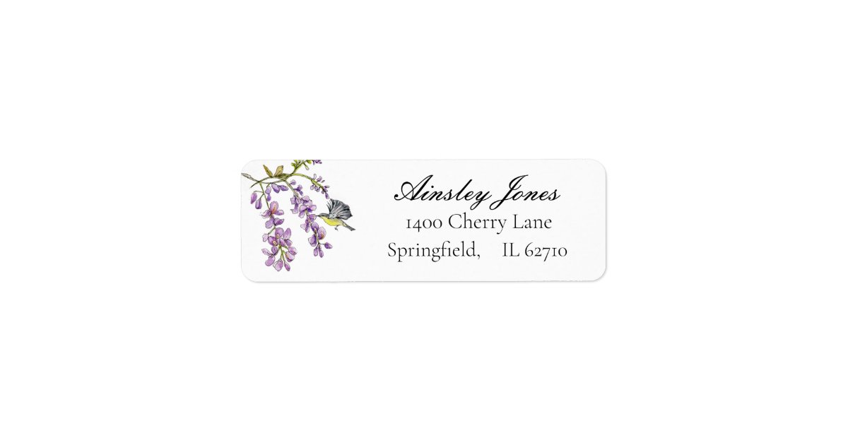 Purple Wisteria flower watercolor Label | Zazzle