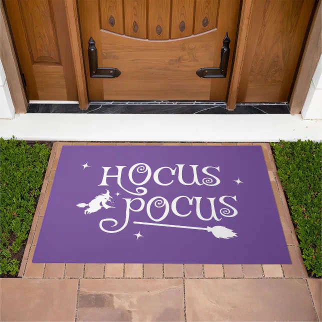 Purple Witch Hocus Pocus Halloween Doormat | Zazzle