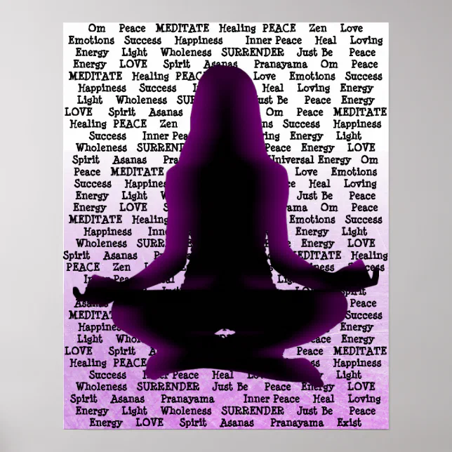 Purple Woman Meditating Yoga Poster | Zazzle