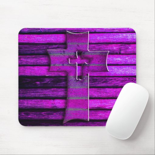 Purple Wooden Cross Mouse Pad | Zazzle