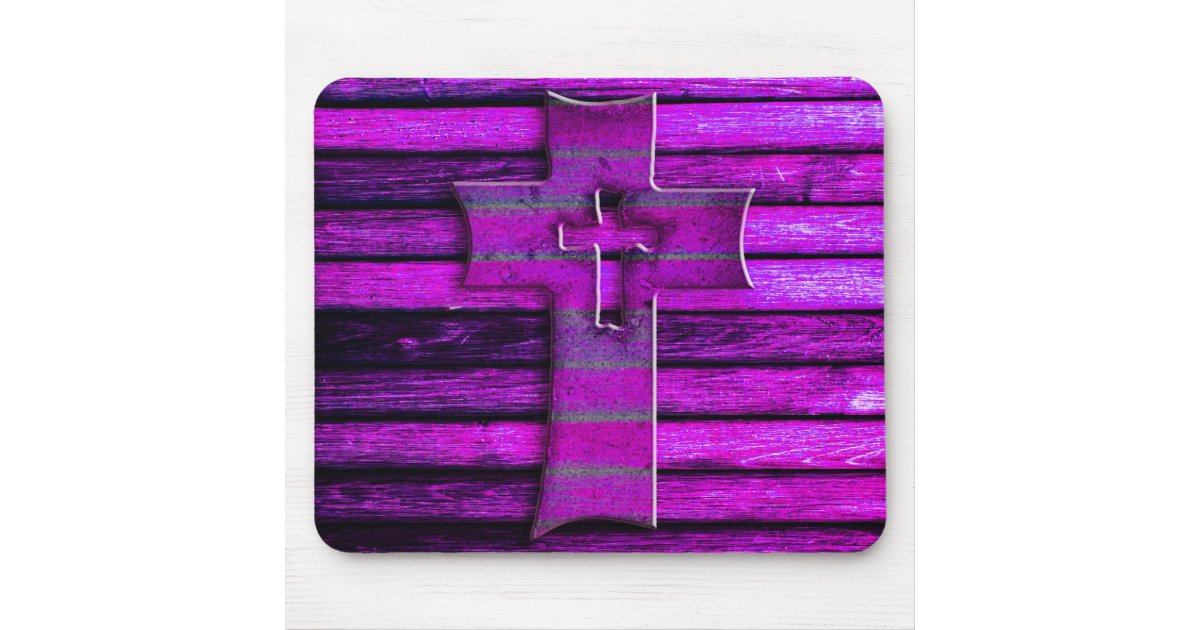 Purple Wooden Cross Mouse Pad | Zazzle