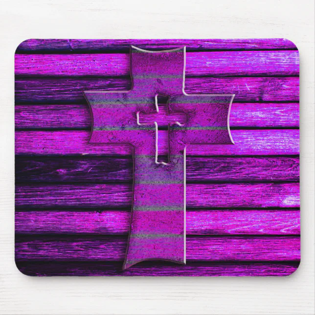 Purple Wooden Cross Mouse Pad | Zazzle