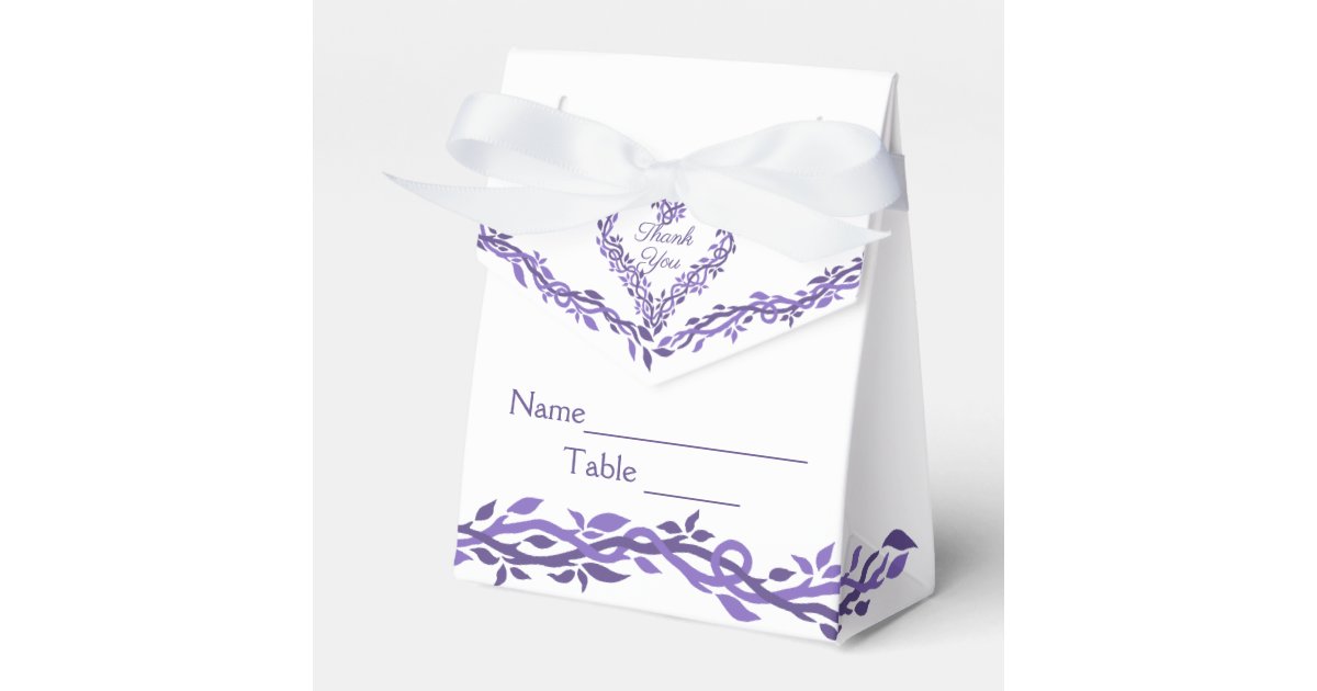 Purple Woodsy Wedding Creative Escort Place Card Favor Boxes | Zazzle