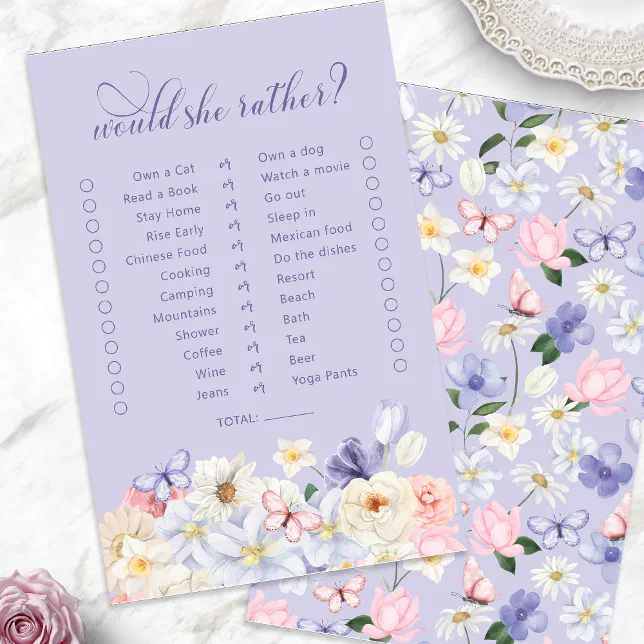 Purple Would She Rather Game | Zazzle