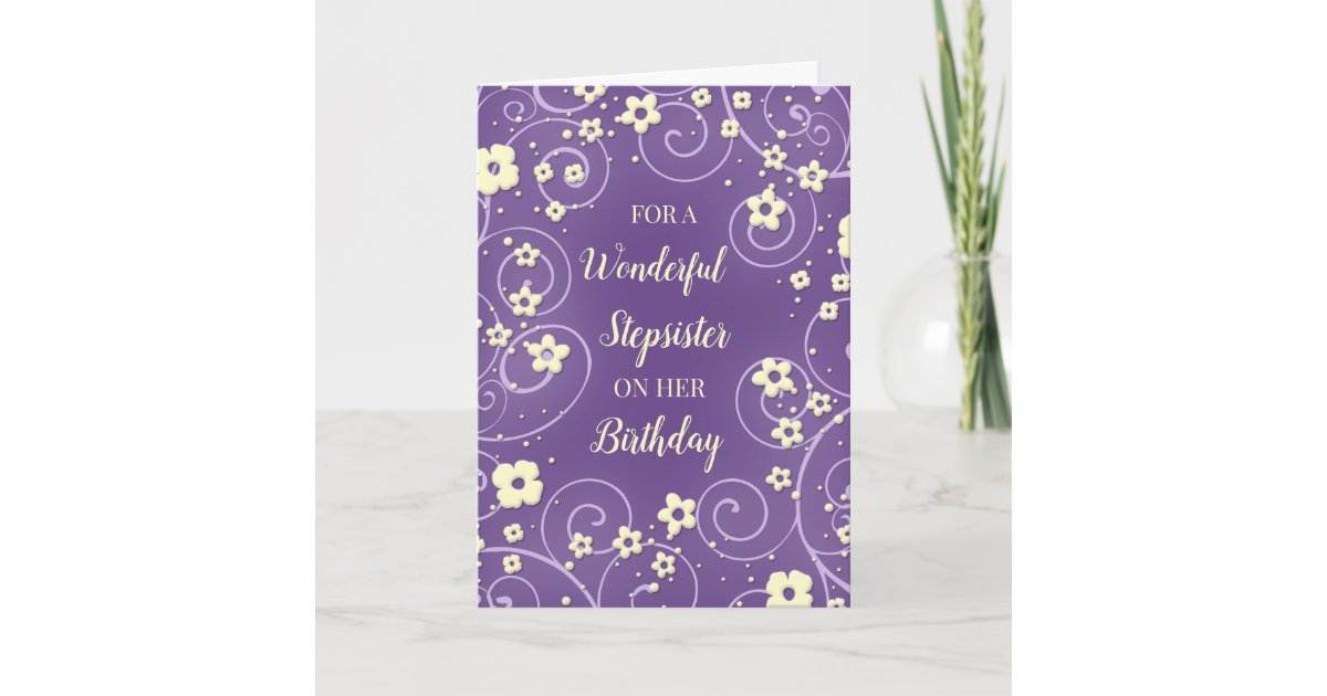 Purple Yellow Flowers Stepsister Birthday Card Zazzle