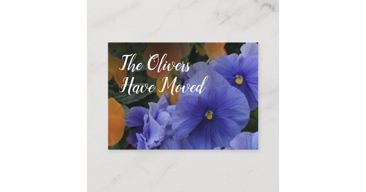 Purple & Yellow Pansies Change of Address Card | Zazzle