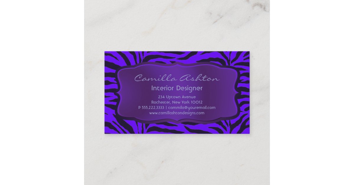Purple Zebra Business Cards | Zazzle