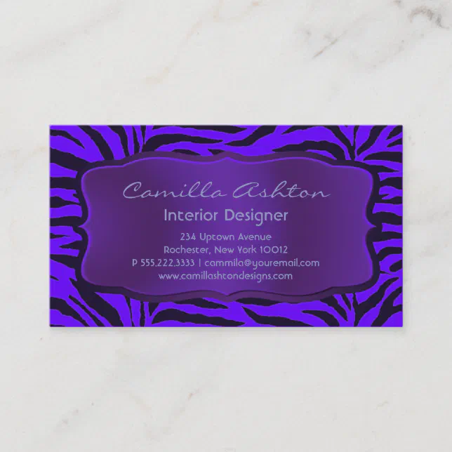 Purple Zebra Business Cards | Zazzle