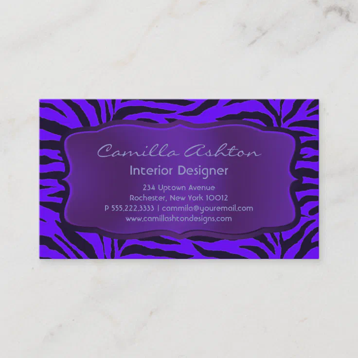 Purple Zebra Business Cards | Zazzle