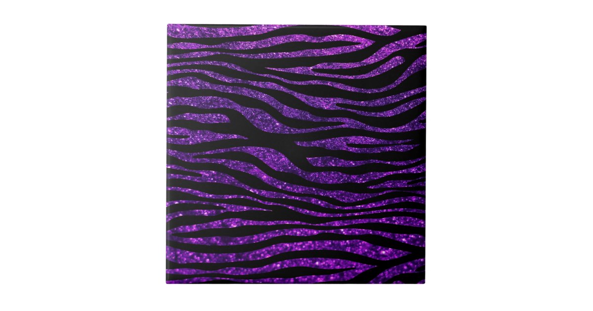 Purple Zebra, Glitter Zebra, Zebra Print, Stripes Ceramic Tile | Zazzle