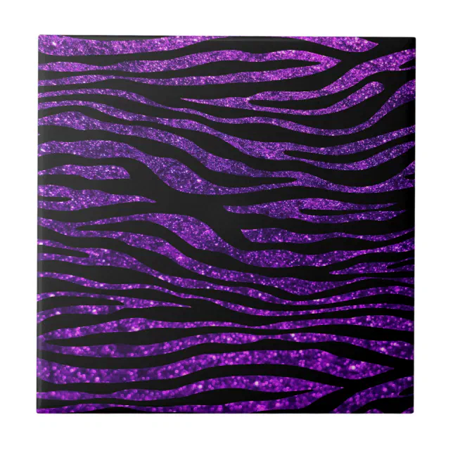 Purple Zebra, Glitter Zebra, Zebra Print, Stripes Ceramic Tile | Zazzle