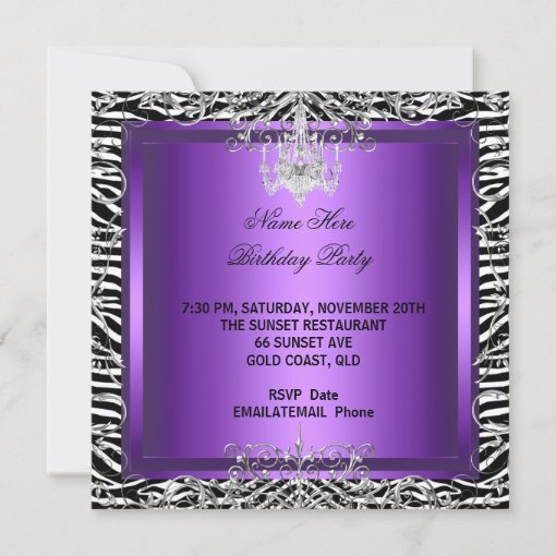 Purple Zebra Leopard Print Party Heels Party Invitation | Zazzle