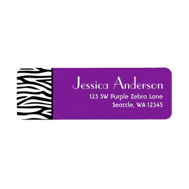 Purple Zebra Modern Return Address Label | Zazzle