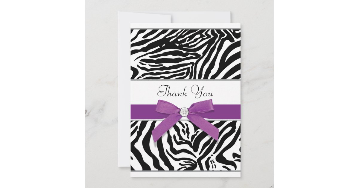 Purple Zebra Thank You Card | Zazzle