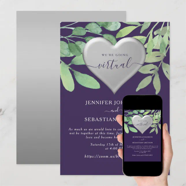 Purple Zoom Wedding Invitation | Zazzle