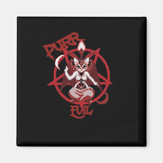 Purr evil cat satanic pixel art cat magnet | Zazzle.com