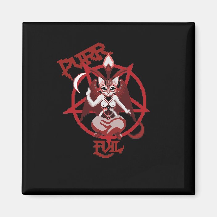 Purr evil cat satanic pixel art cat magnet | Zazzle.com