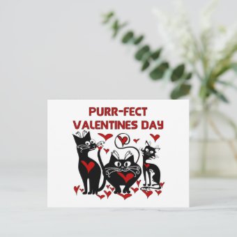 Purr-fect Valentines Day Holiday Postcard | Zazzle