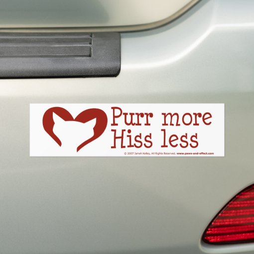 Purr More, Hiss Less bumper sticker | Zazzle