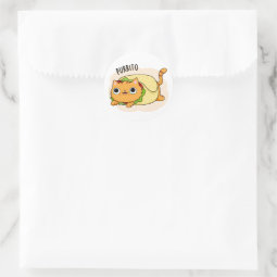 Purrito Funny Cat Burrito Pun Classic Round Sticker | Zazzle