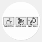 push button receive bacon rectangular sticker | Zazzle.com