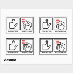 push button receive bacon rectangular sticker | Zazzle