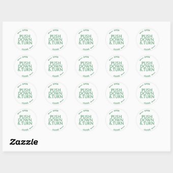 Push Down & Turn Classic Round Sticker | Zazzle
