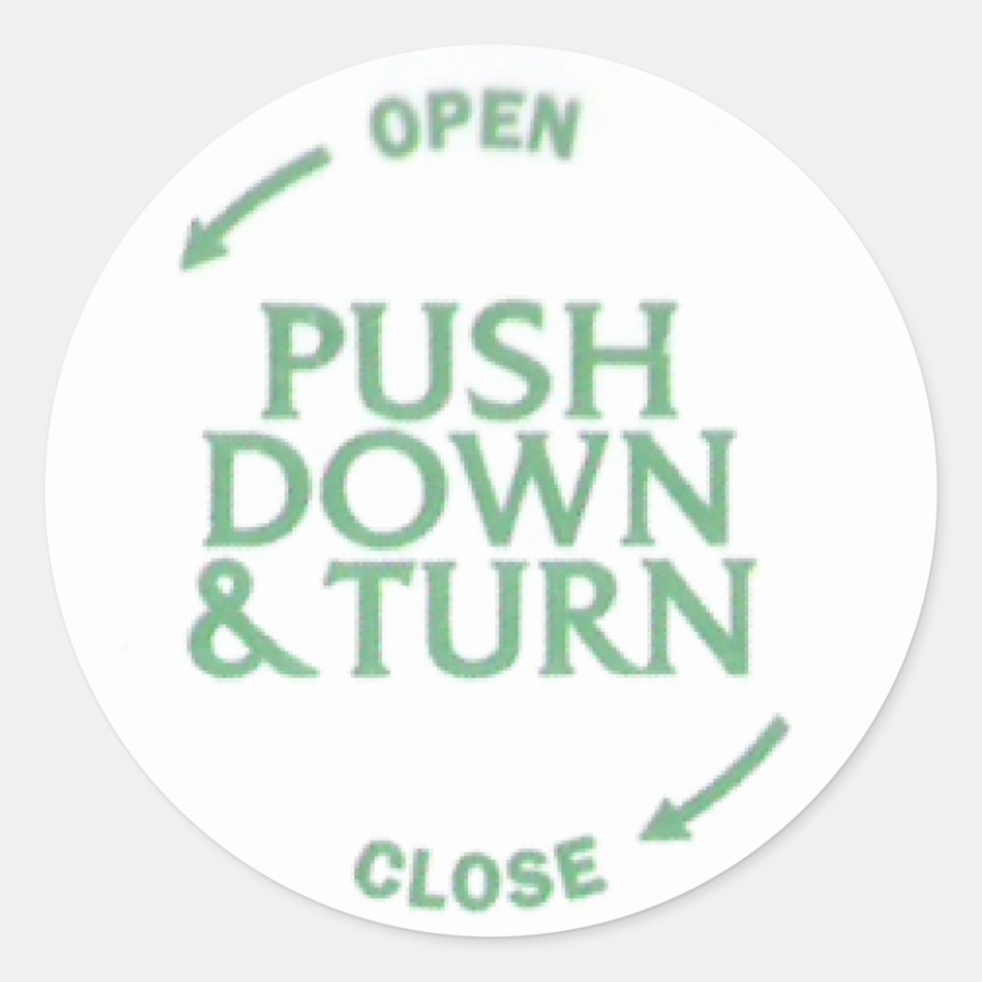 Push Down & Turn Classic Round Sticker | Zazzle