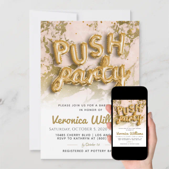 Push Party Trendy Modern Baby Shower Invitation | Zazzle