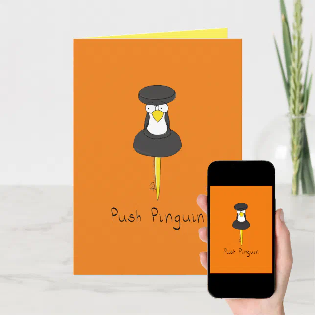 Push Pinguin Funny Penguin Greeting Card | Zazzle