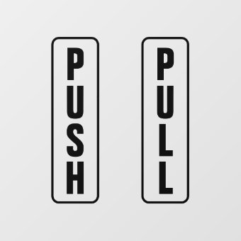 Push Pull Enter Exit Glass Door Sign Black | Zazzle