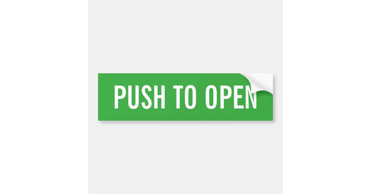 Push to open exit door sign on vinyl sticker | Zazzle