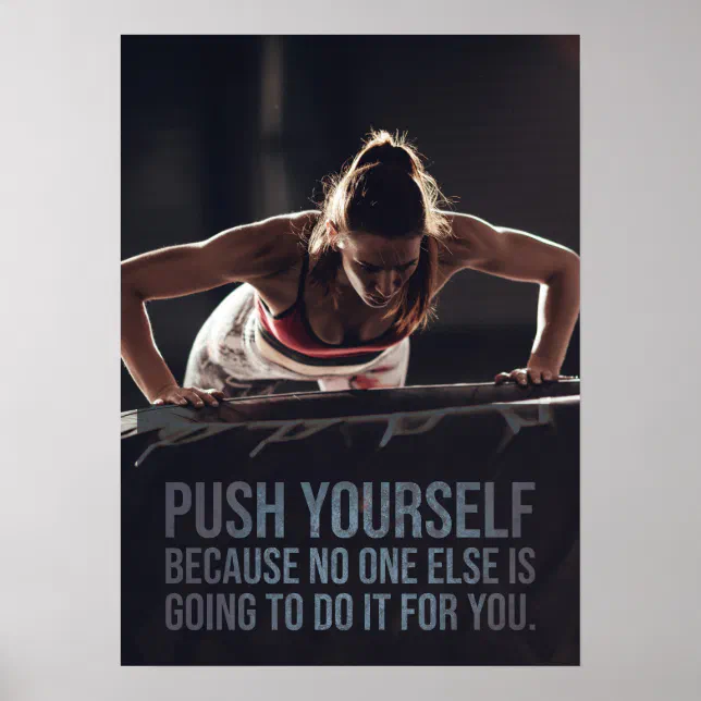 Push Yourself - Women's Workout Motivational Poster | Zazzle