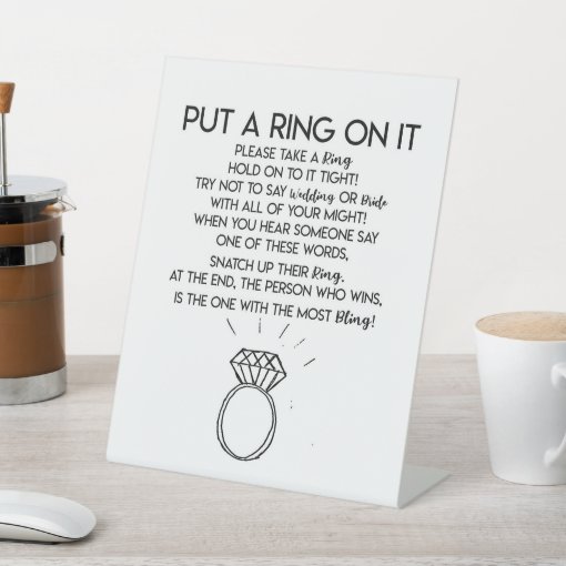 Put A Ring On It Bridal Shower Game Activity Sign | Zazzle