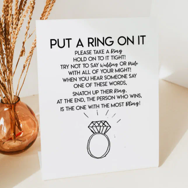 Put A Ring On It Bridal Shower Game Activity Sign | Zazzle