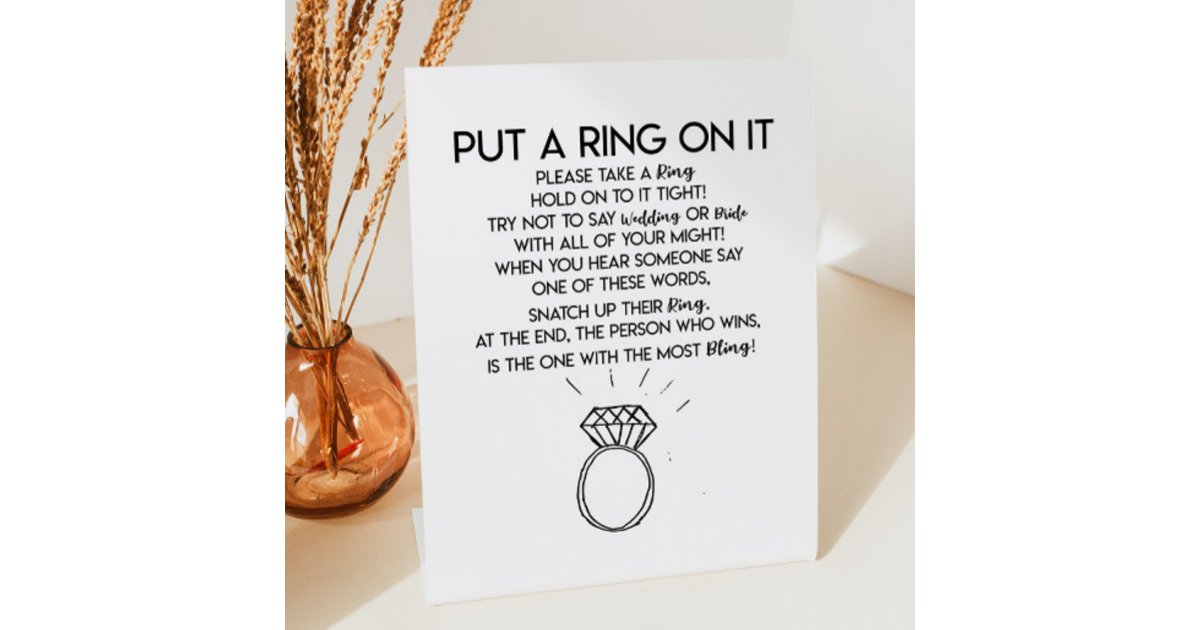 Put A Ring On It Bridal Shower Game Activity Sign | Zazzle