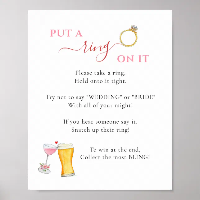 Put a ring on it Bridal shower game Poster | Zazzle