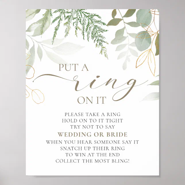 Put A Ring On It Bridal Shower Game Poster | Zazzle