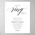 Put A Ring On It Calligraphy Bridal Shower Game Poster | Zazzle