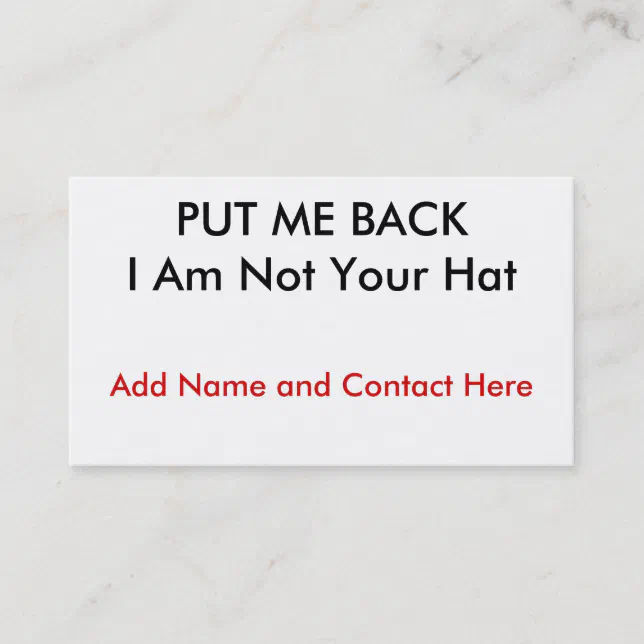 PUT ME BACK! BUSINESS CARD | Zazzle