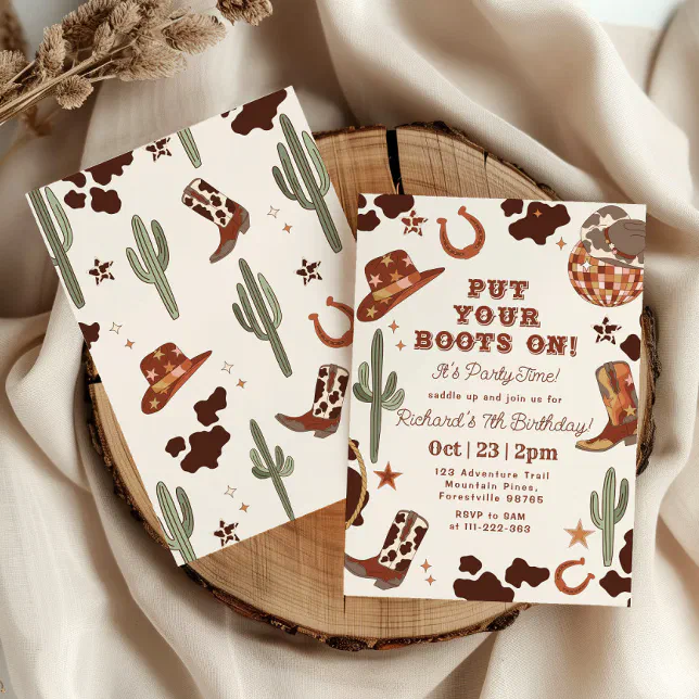 Put your Boots on Rodeo Boy birthday party Invitation | Zazzle