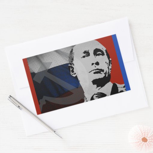 Putin with Russian Flag Rectangular Sticker | Zazzle