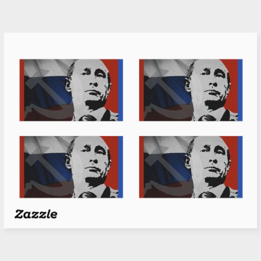 Putin with Russian Flag Rectangular Sticker | Zazzle