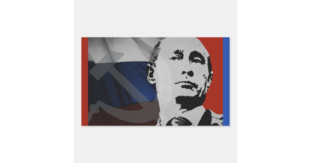 Putin with Russian Flag Rectangular Sticker | Zazzle